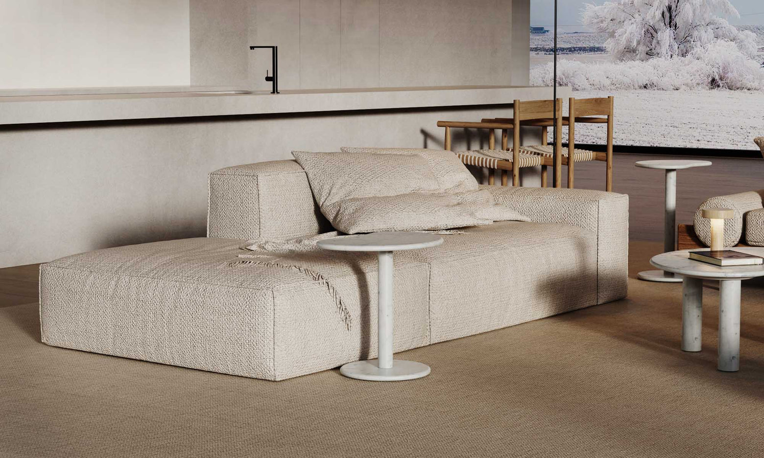 PeaPod White Marble Accent Table | OIXDESIGN