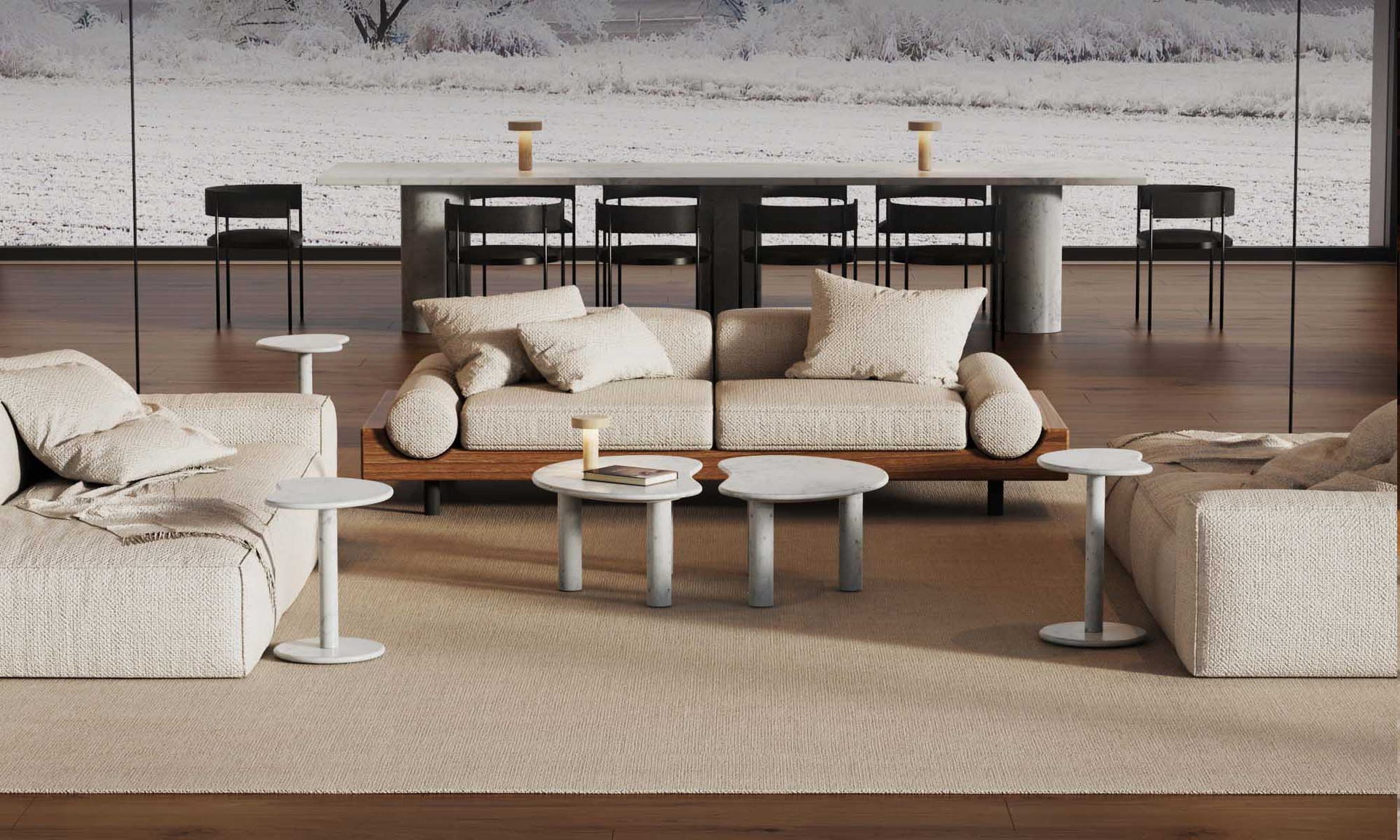 PeaPod Oval White Marble Coffee Table | OIXDESIGN