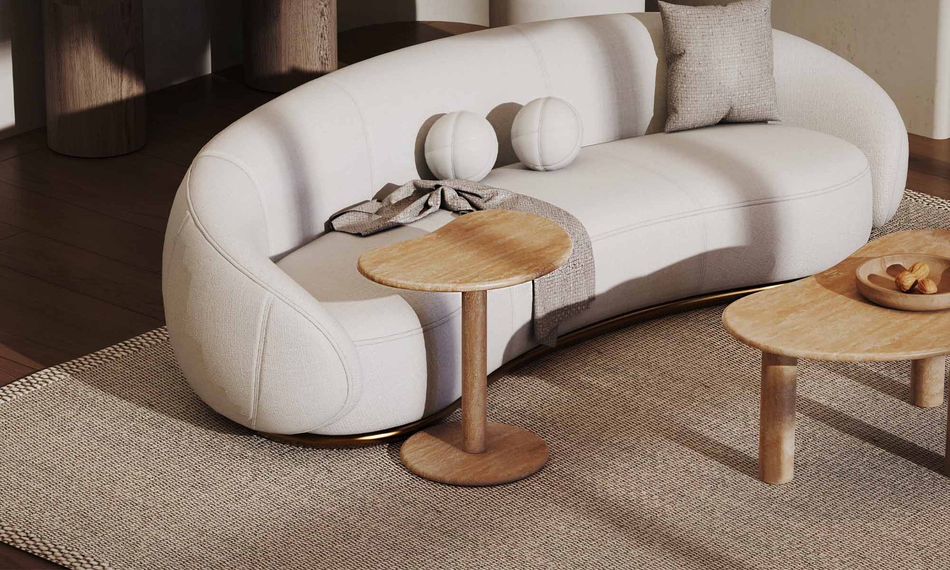 PeaPod Travertine Marble Accent Table | OIXDESIGN