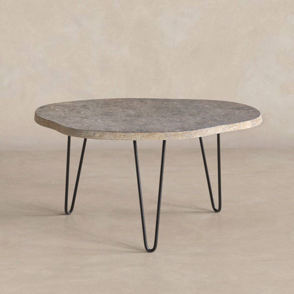 SwanEgg Small Marble Coffee Table - Travertine stone | OIXDESIGN