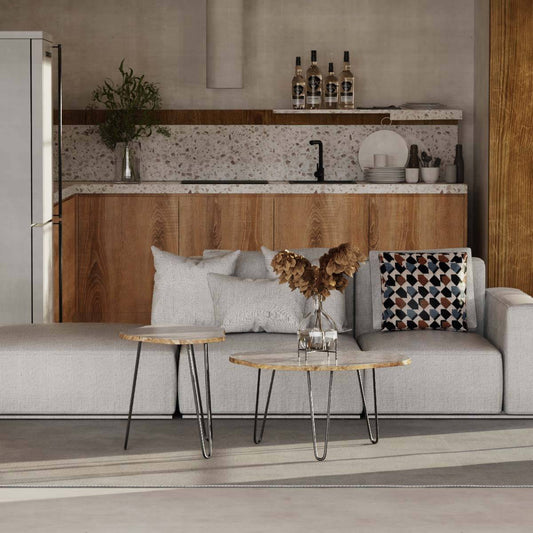 SwanEgg Small Marble Coffee Table - Travertine stone | OIXDESIGN